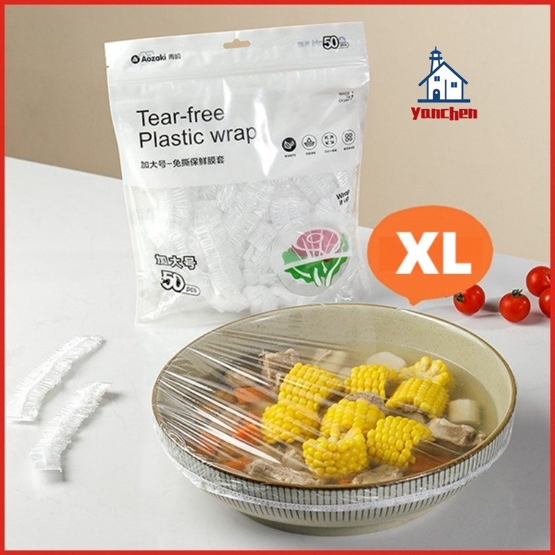 100 PCS Big Size Disposable Food Cover Plastic Transparent/Penutup ...