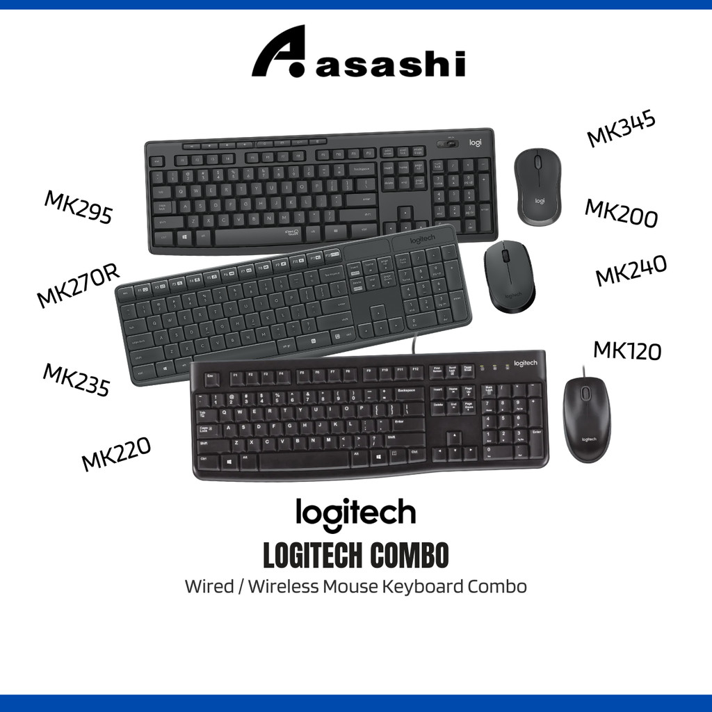 Logitech Mk345 Mk200 Mk240 Mk220 Mk270r Mk120 Mk235 Mk295 Wired Wireless Mouse Keyboard Combo