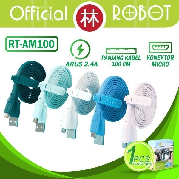Robot Cable RT-AM100 Micro USB Data Cable 2.4A 1 M - RETAIL UNIT ...