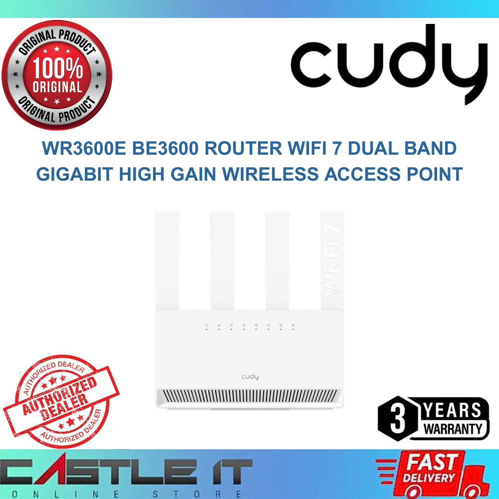 Cudy WR3600E BE3600 Router Wifi 7 Dual Band Gigabit High Gain Wireless ...