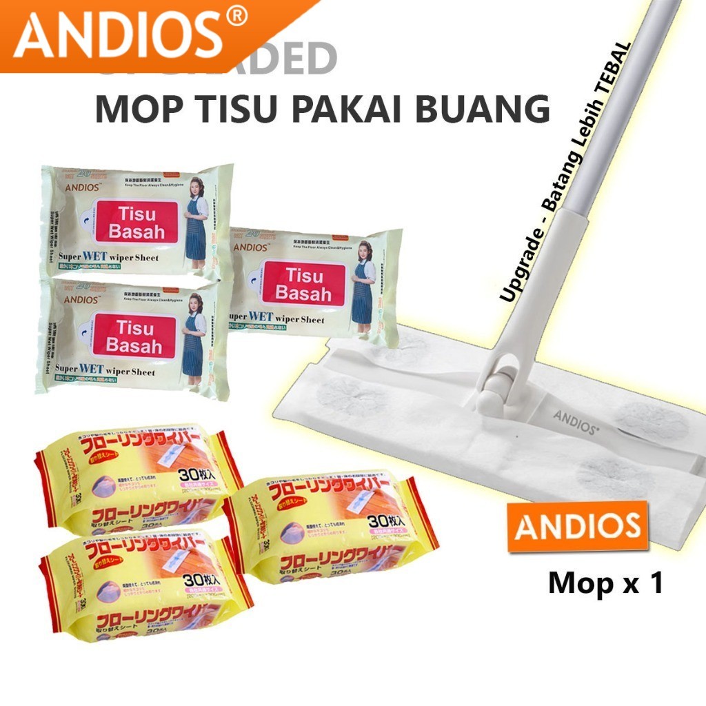 ANDIOS Mop Tisu Pakai Buang Wet Dry Wipe Tissue Wipes Pengelap Lantai ...
