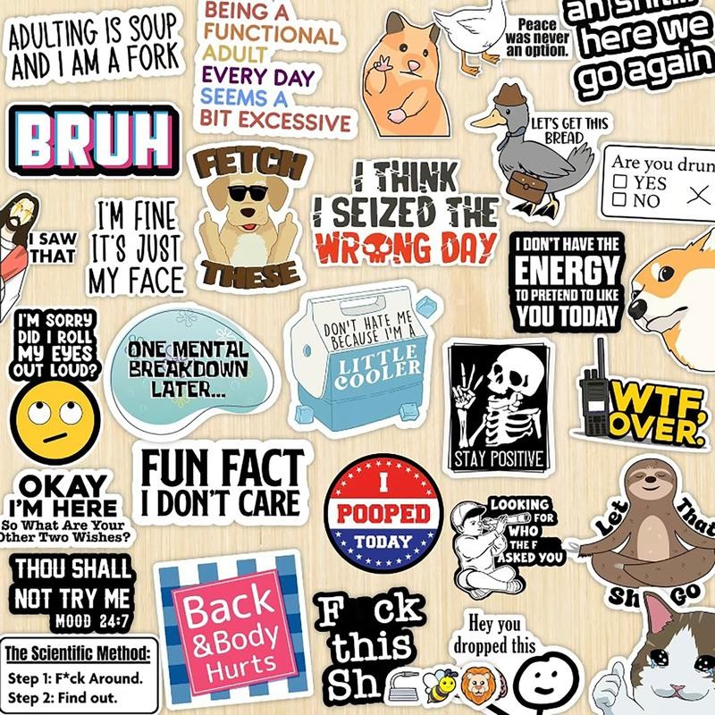 130PCS Funny Saying Sticker Pack - Snarky, Sarcastic Bold Humor Vinyl ...