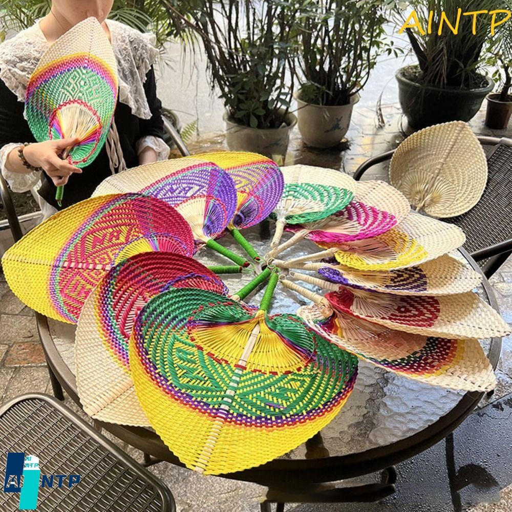 AINTP Hand-woven Fan, Chinese Style Handmade Palm Leaf Fan, Creative ...
