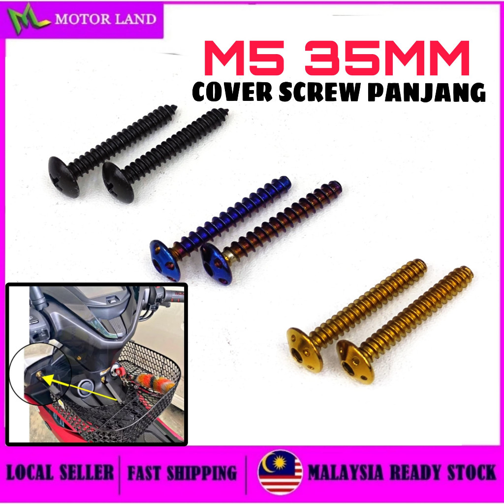 M5 35MM GOLD TITANIUM BLACK SKRU PANJANG COVER SET BOLT BASKET SCREW ...