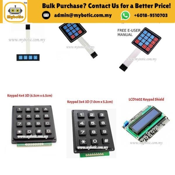 Keypad Arduino 1x4 ,3x4 ,4X4 - 2D 3D , LCD1602 Keypad Shield Compatible ...