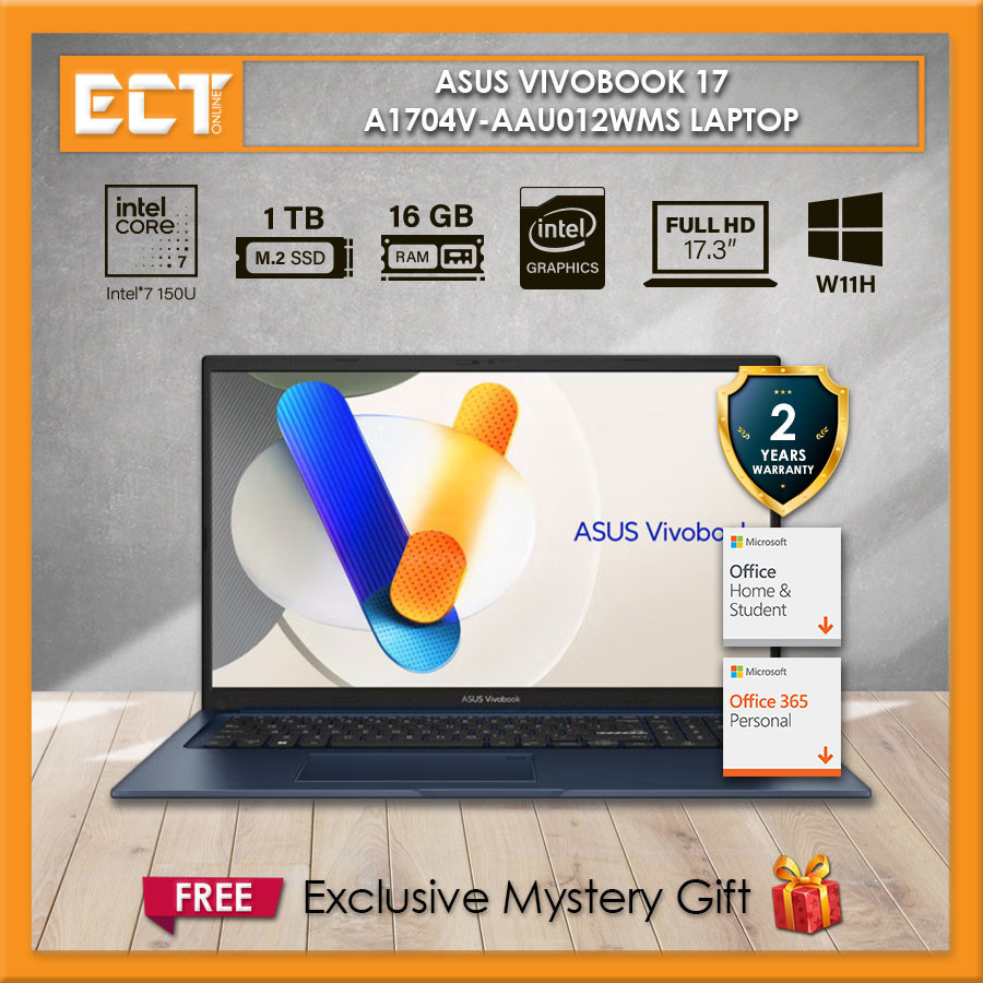 Asus VivoBook 17 A1704V-AAU012WMS Laptop (C7-150U 5.4GHz,1TB PCIe SSD ...