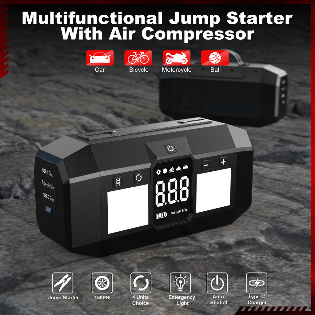 JumpStarter Car Emergency Starter Power Inflatable Integrated Car Air ...