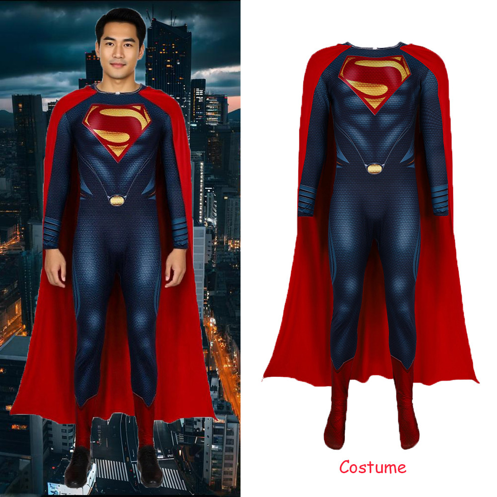 Marvel Superhero Superman Costume for Adult Men Super Hero Jumpsuit Red ...