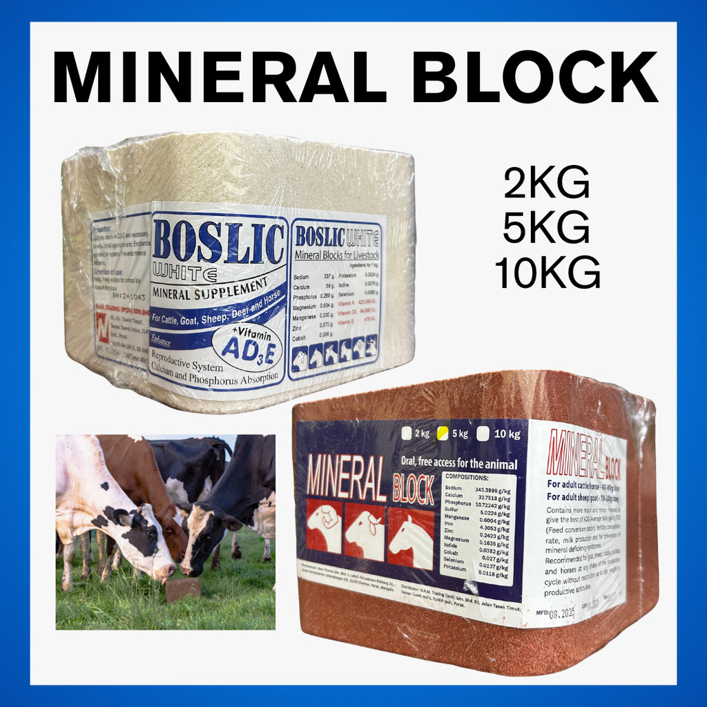 [2KG 5KG 10KG] BOSLIC WHITE MINERAL BLOCK FOR RUMINANT | GARAM MINERAL BLOK UNTUK TERNAKAN ...
