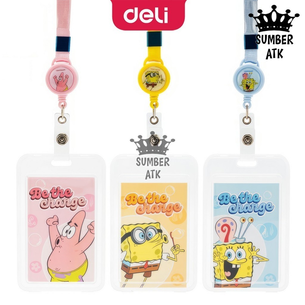 GANTUNGAN Deli Name Tag F455 Spongebob Squarepants Name Badge Lanyard ...