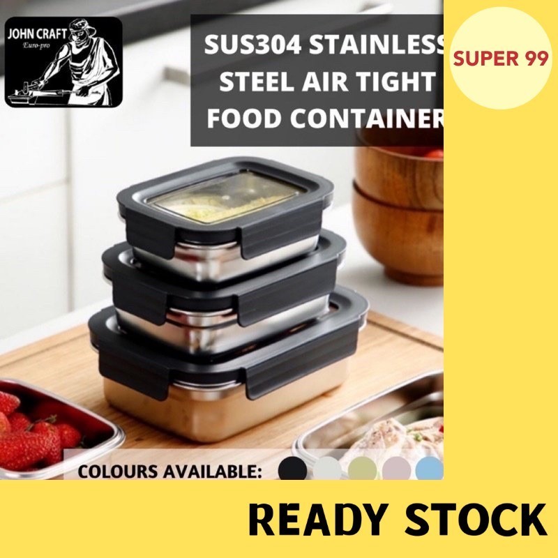 JOHN CRAFT SUS 304 Stainless Steel Air Tight Food Container (600ml ...