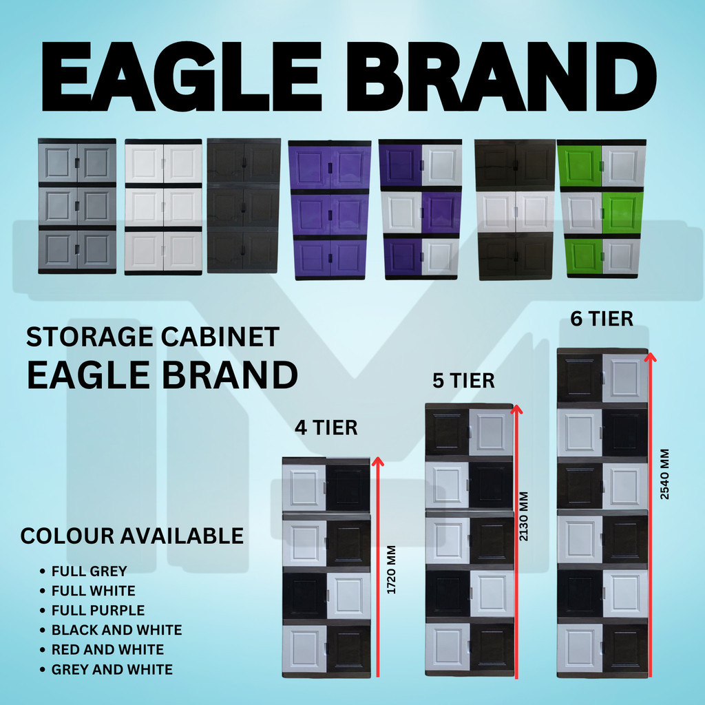 EAGLE BRAND Storage Cabinet 5,6 Tier SOLID & MIX COLOUR / Plastic ...