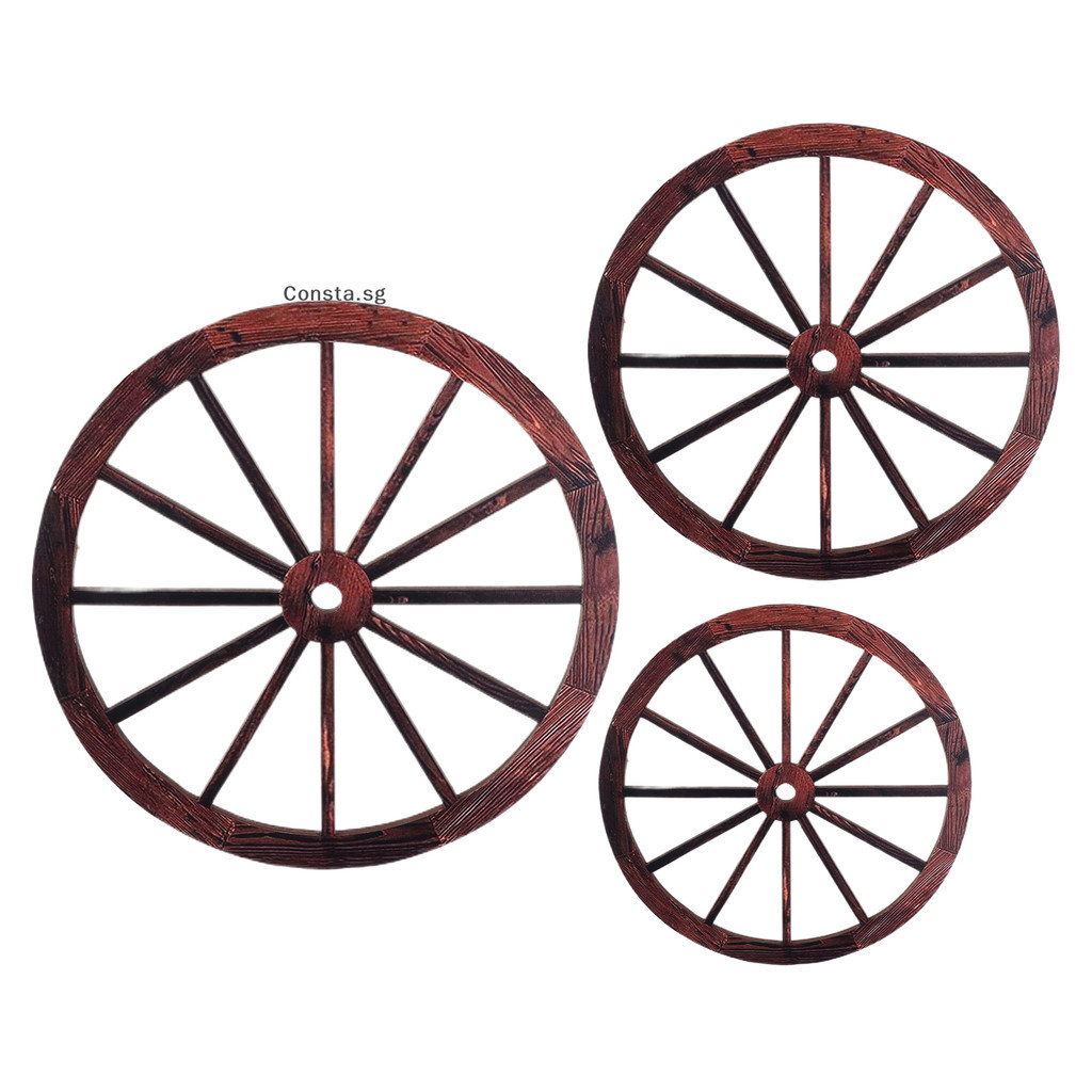 [Cons] 3 Pcs Wagon Wheel Decor 12/10/8 Inch Western Wall Hanging Decor ...