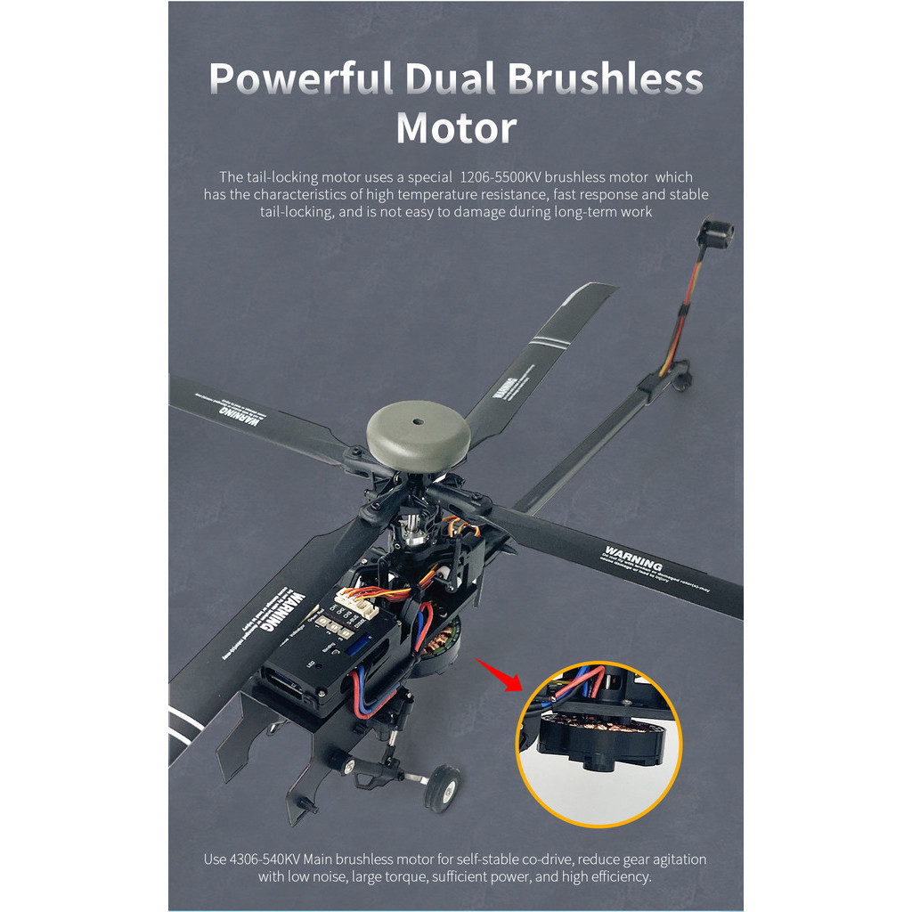 YXZNRC F11 AH-64D Apache RC Helicopter 1:32 Scale Brushless Motor 6 ...