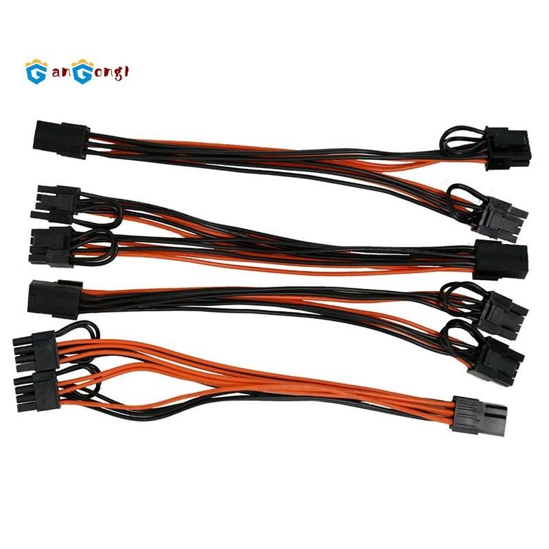 4Pcs 18AWG PCI-E 6Pin To Dual 8Pin Y-Splitter Extension Cable PCIE 6 ...