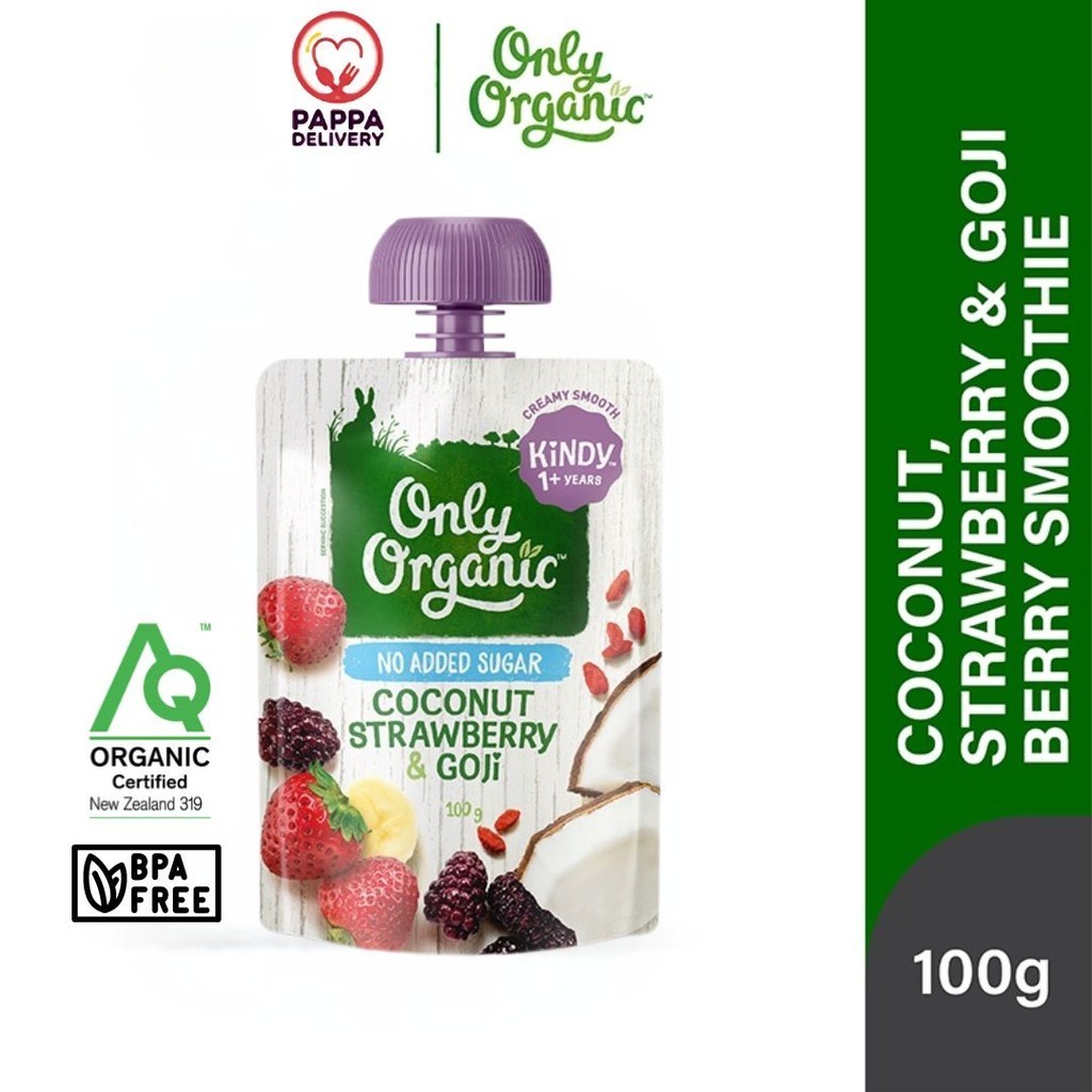 Only Organic Puree Pouches 100% Organic Coconut Strawberry & Gojiberry ...