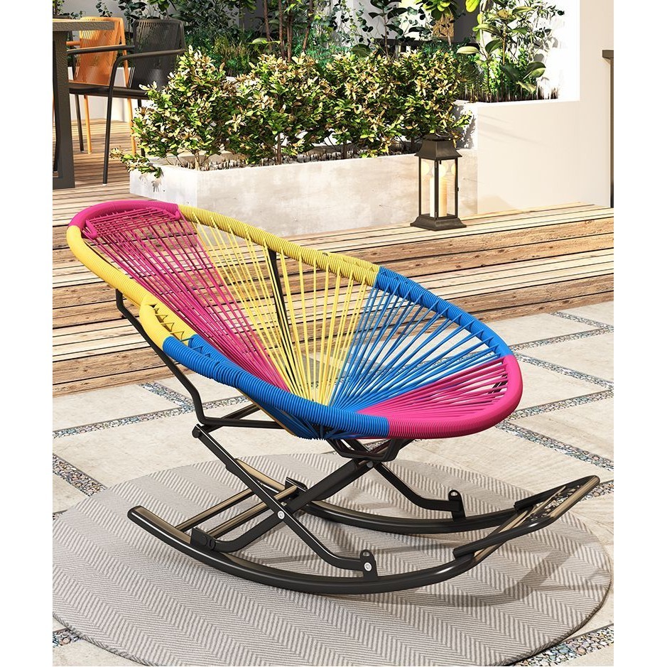 Summer rocking recliner extra thick steel frame rainbow rocking chair ...