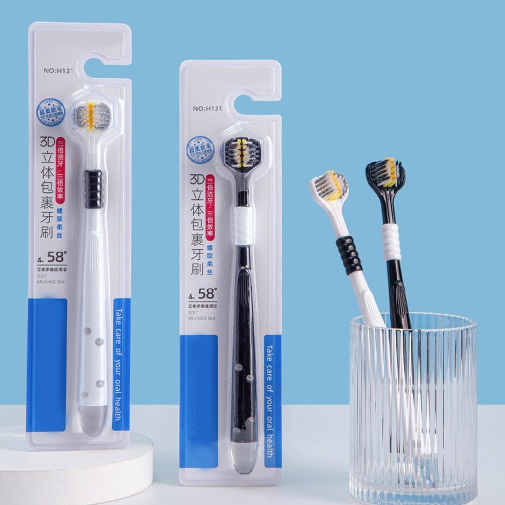 Triple Bristle Toothbrush Toothbrush with Angled Bristles Three Bristle ...