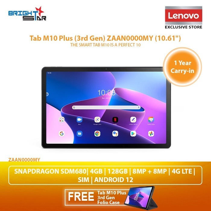 Lenovo Tab M10 Plus 3rd Gen (4GB + 128GB | 2K IPS | Qualcomm) | Shopee ...