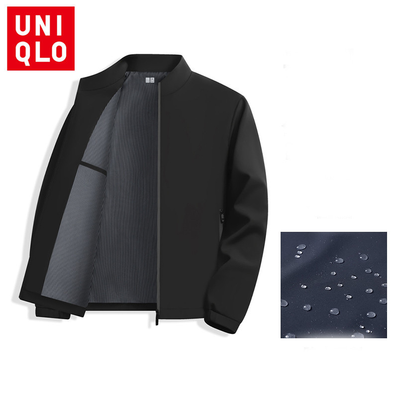 Uniqlo Ready Stock Autumn waterproof jacket long sleeve stand up collar ...