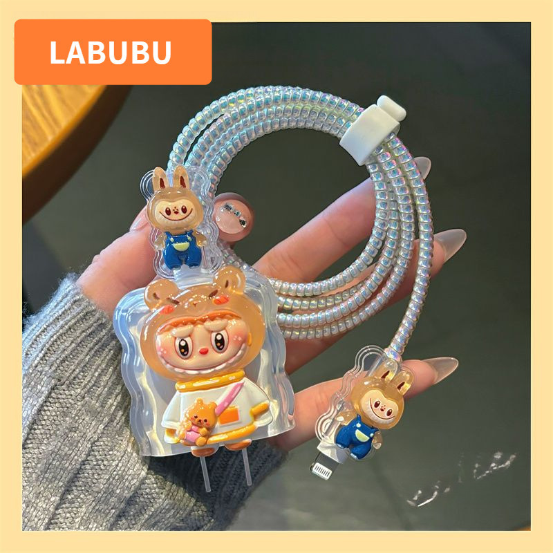 Labubu Data Cable Protective Case Winding Rope Anti-Breaking Pop Mart ...