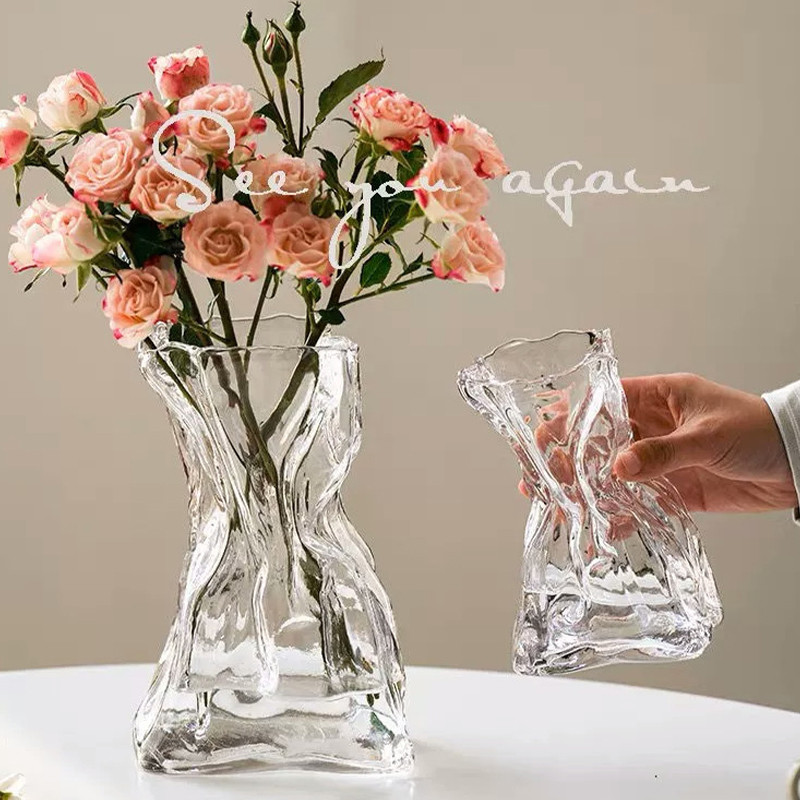 Minimalist Glass Vase Transparent Artistry Flower Vases Shooting Props ...