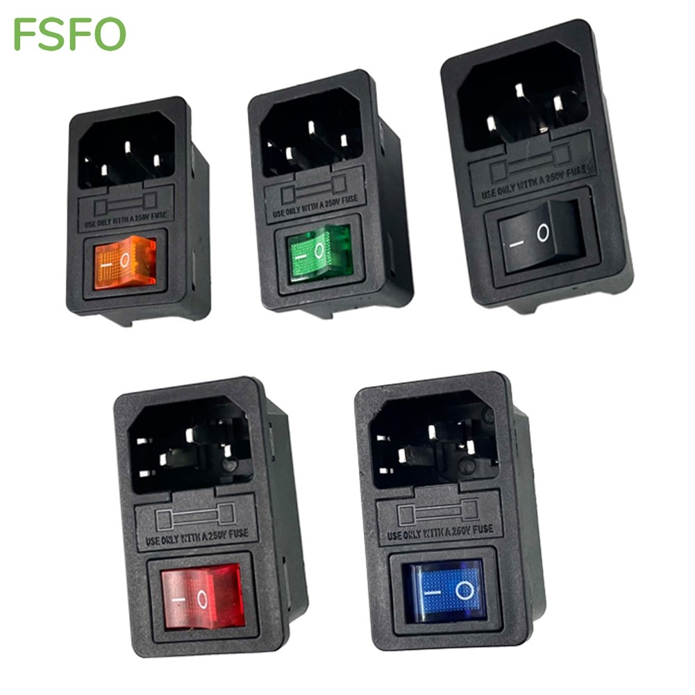 FSFO| 1PC Male AC Power Cord Inlet Plug Socket With Rocker Switch Fuse ...