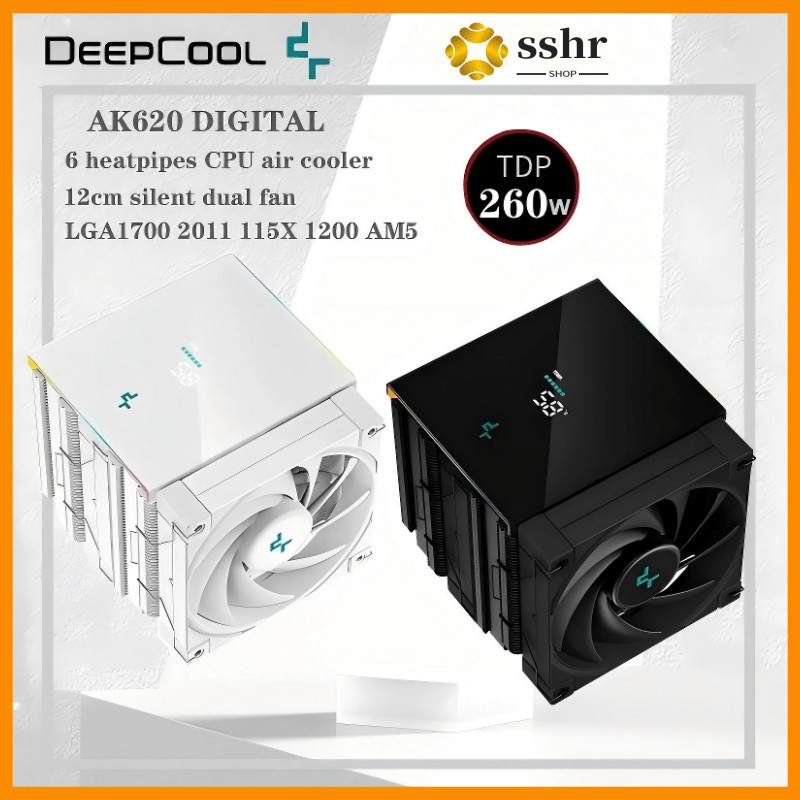 DeepCool AK620 AK500 AK400 Dual Tower Radiator CPU Air Cooler-6 Heat ...