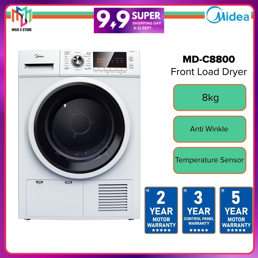 Midea Dryer MD-C8800 8KG Temperature And Humidity Sensor Condenser ...