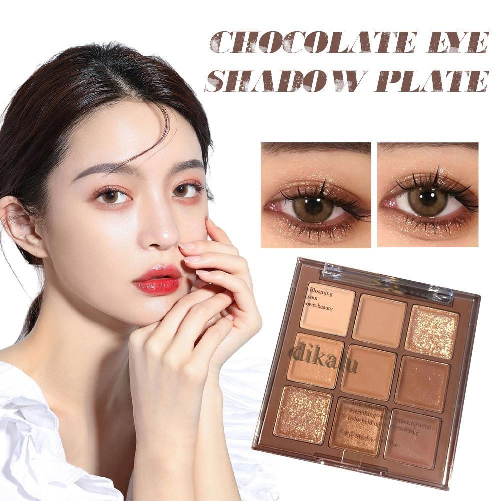 9 Color Eye Shadow Palette Chocolate Shimmer Sparkling Matte Shadow ...