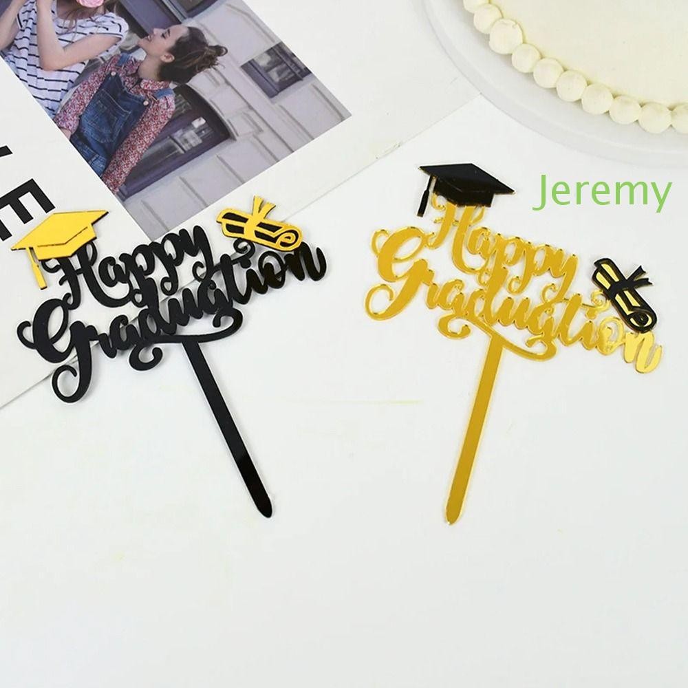 JEREMY1 Happy Graduation Cap Cake Toppers, Acrylic Cartoon Congrats ...