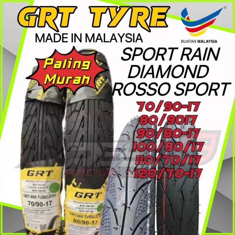 (tahun baru) GRT TAYAR MOTOR TUBELESS BUNGA DIAMOND 3D SPORT RAIN ROSSO ...