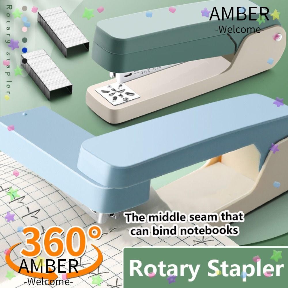 AMBER1 Stapler, Use 24/6 Staples 360 Degree Rotary Long Stapler, Multi ...