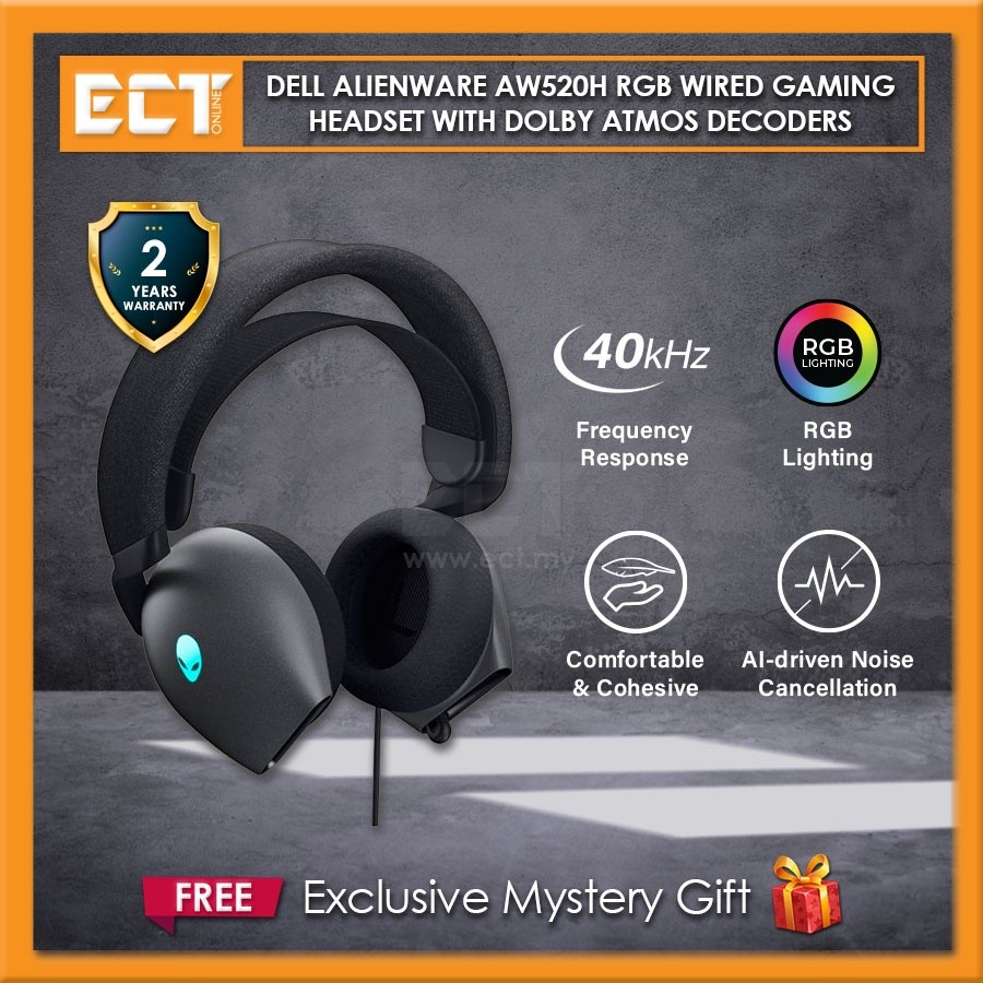 Dell Alienware AW520H RGB Wired Gaming Headset with Dolby Atmos ...