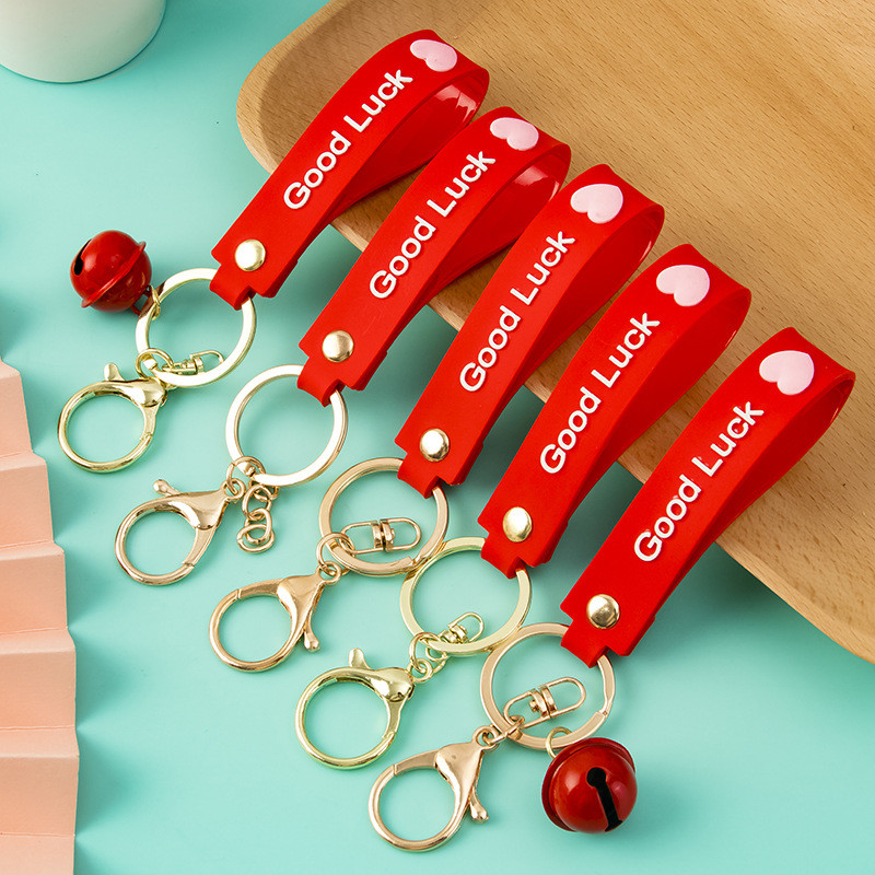 Lucky Red Peach Heart Keychain Soft Rubber Keychain Lucky Bag Pendant ...
