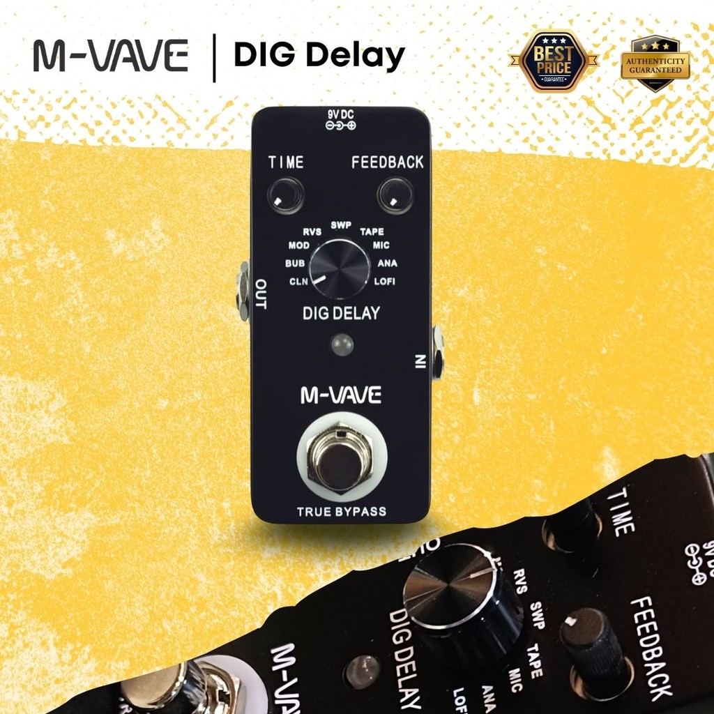 M-VAVE Guitar Effect Pedal DIG DELAY Digital Delay with 9 Delay Effects ...