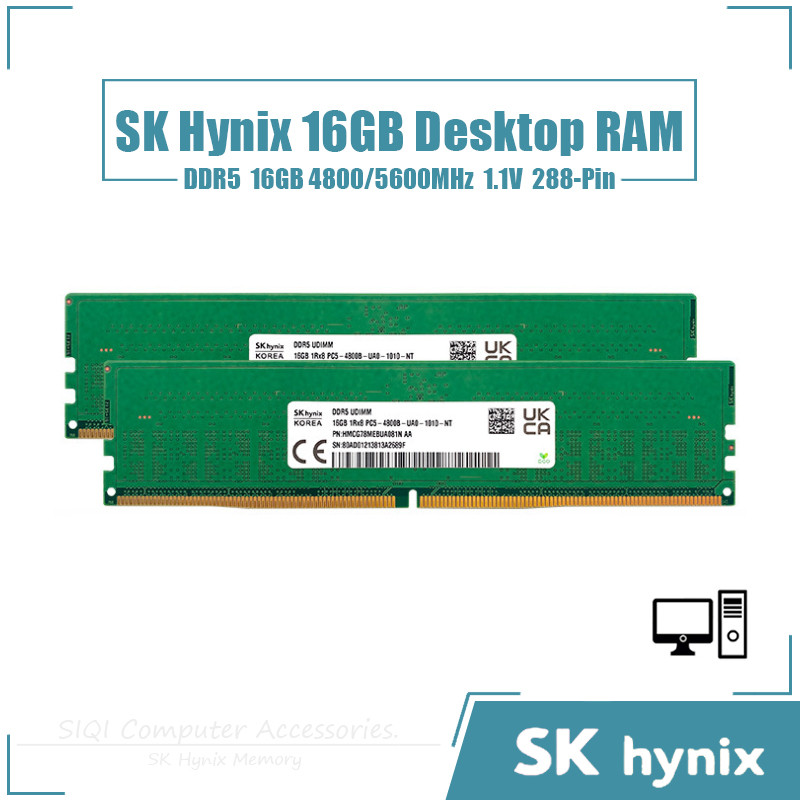 SK Hynix 16GB DDR5 4800MHz 5600MHz Desktop RAM Memory Voltage 1.1V 288 ...