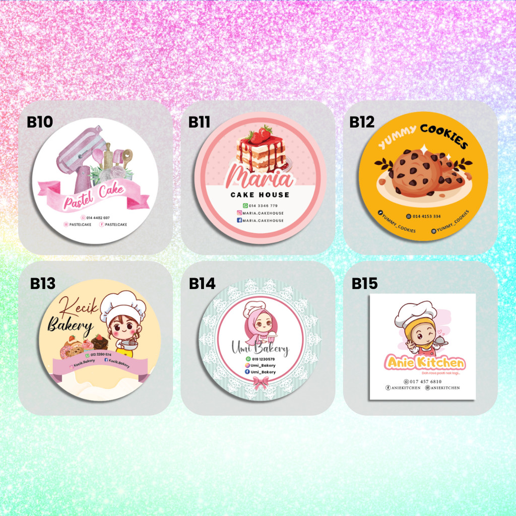 100pcs STICKER BAKERY CUSTOM LABEL PRODUK DOORGIFT STICKER KEK TAPAK ...