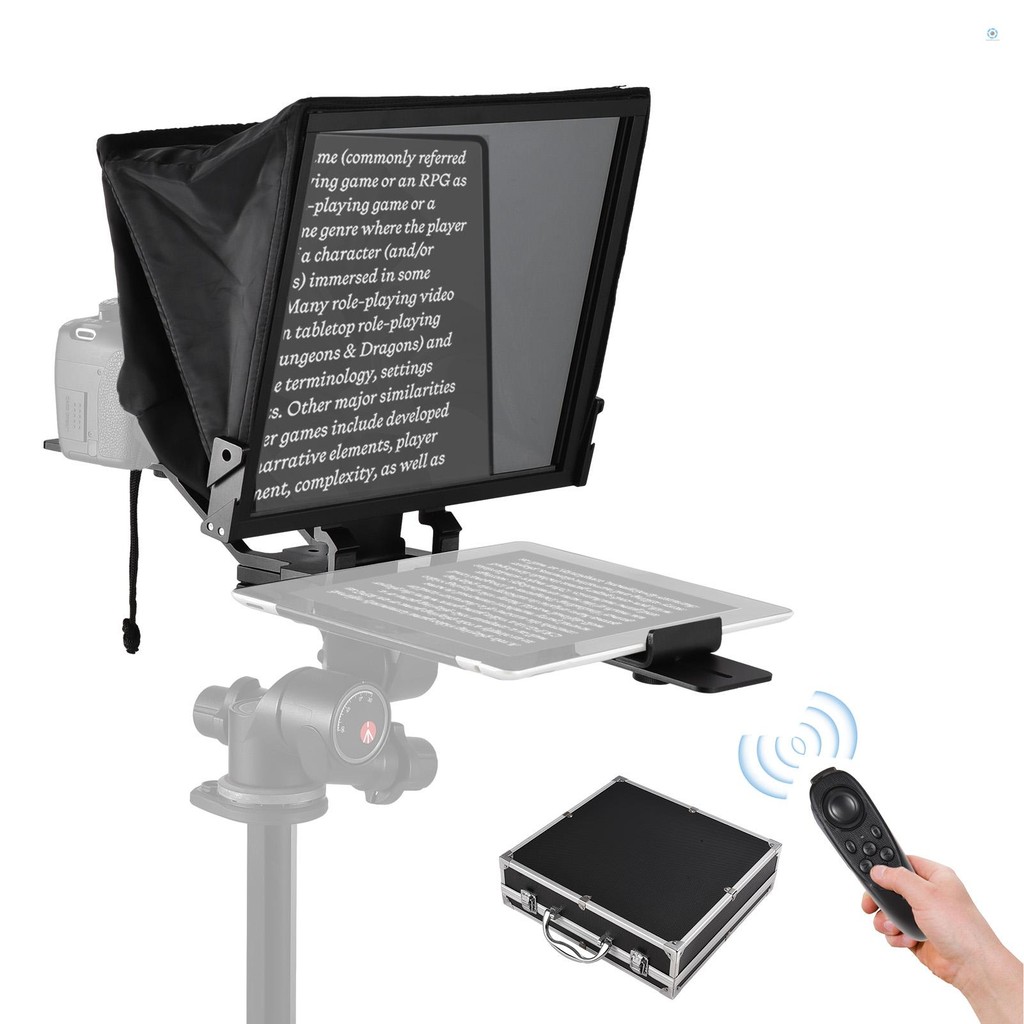 Portable Teleprompter 14-inche Universal Prompter with Dual Cold Shoe ...