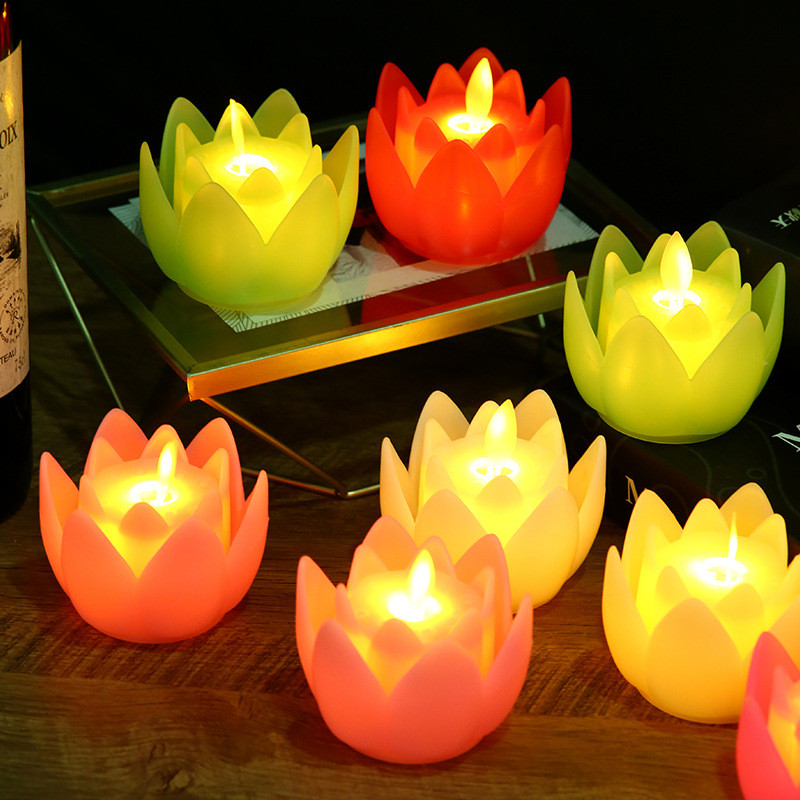 New Deepavali LED Lotus Candles Lights Simulation Swinging Flame Diwali ...