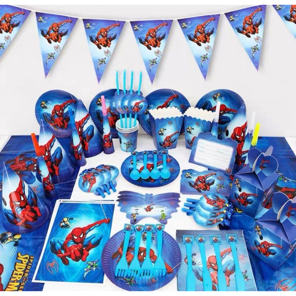 AGM Tableware Banner Plate Cup Marvel Spiderman Theme Cartoon Happy ...