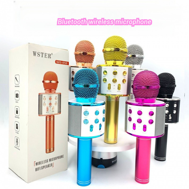 Bluetooth Wireless Microphone WS858 Handheld Household Microphone Comes with Audio Integrated K ...