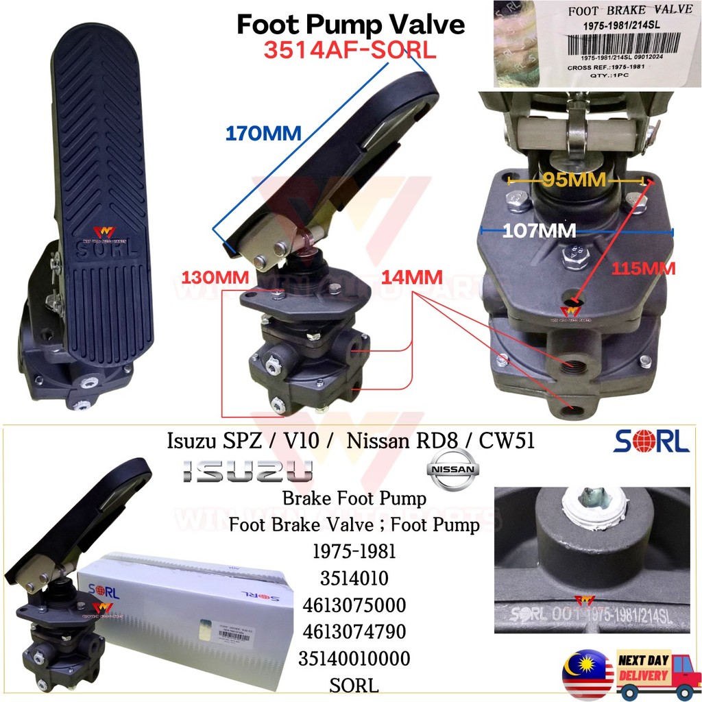 3514AF-SORL Isuzu SPZ V10 Nissan RD8 CW51 INJAP BREK KAKI Foot Pump ...