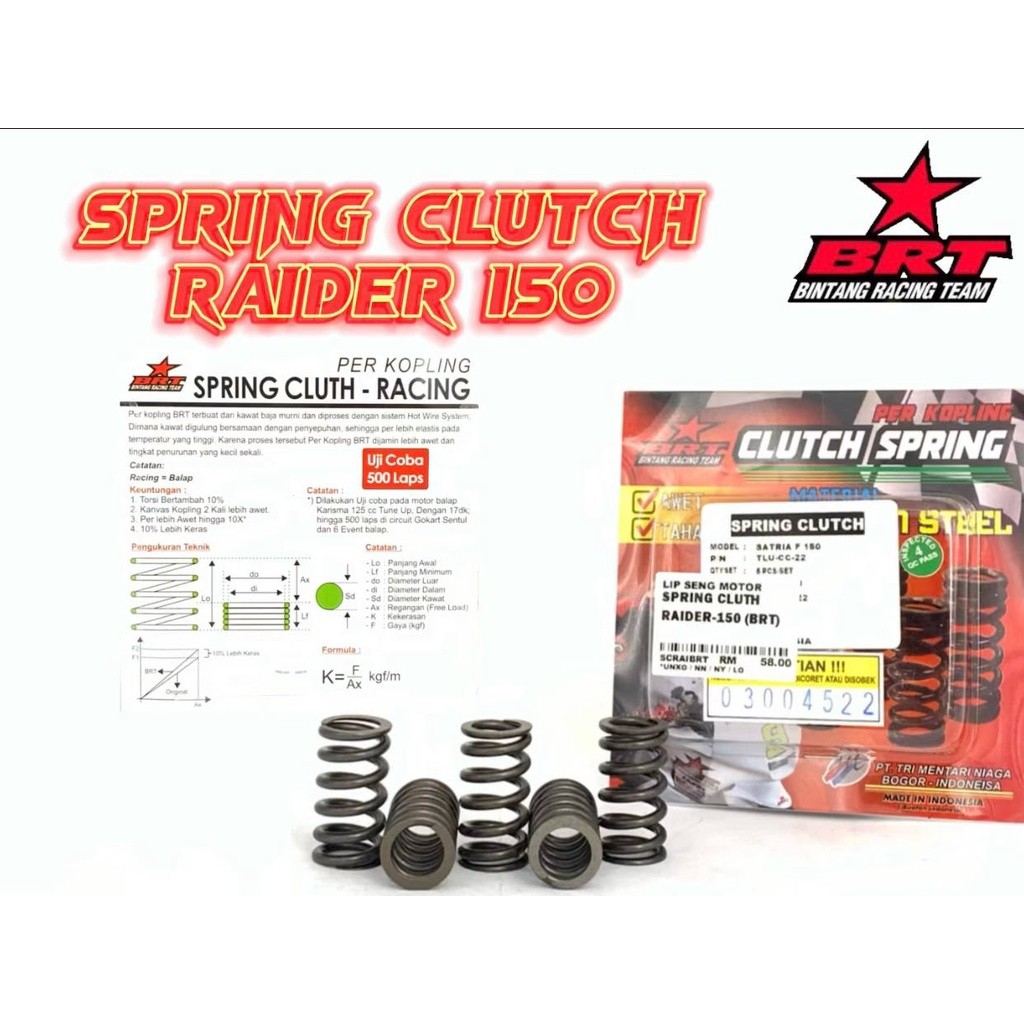 BRT RACING CLUTCH SPRING [ 4PCS SET ] SUZUKI RAIDER 150CC FI | Shopee ...