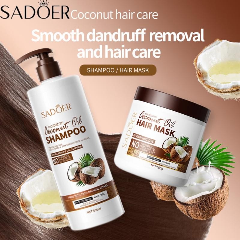 SADOER Coconut Oil Shampoo Soft and long-lasting dandruff itchy and oil control Fluffy and long ...