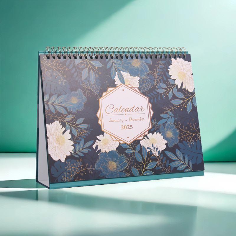 Desk Calendar Desktop 2025 Memo Ornaments Creative Page-Flip Clock Card ...