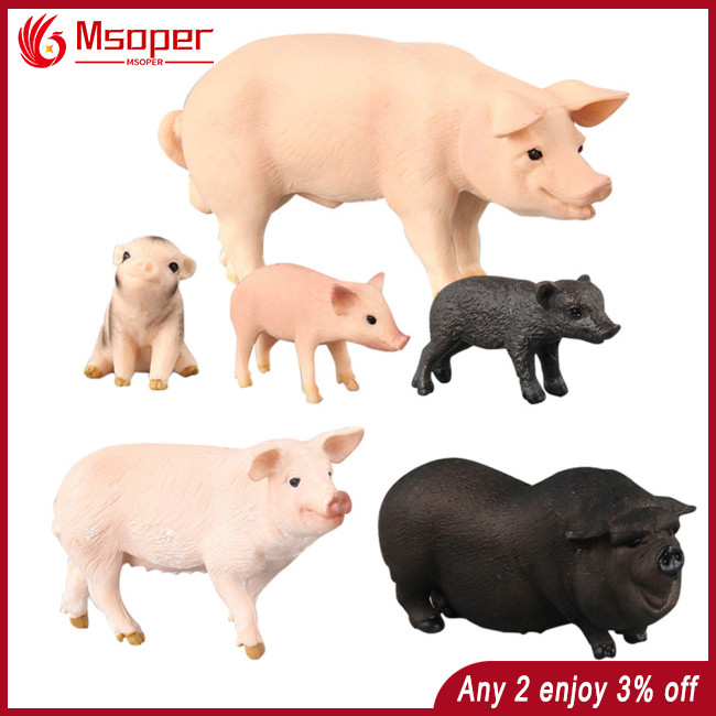 Msoper Simulation Pig Action Figure Kids Cute Piglet Figurines Farm ...
