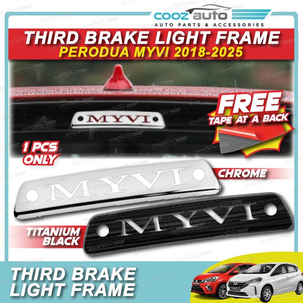 Car Third Brake Light Frame Cover Perodua Myvi 2018 - 2025 Chrome Black ...