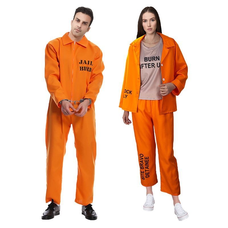 Luigi Prison Uniform cosplay Jumpsuit Orange Prison Uniform Halloween ...