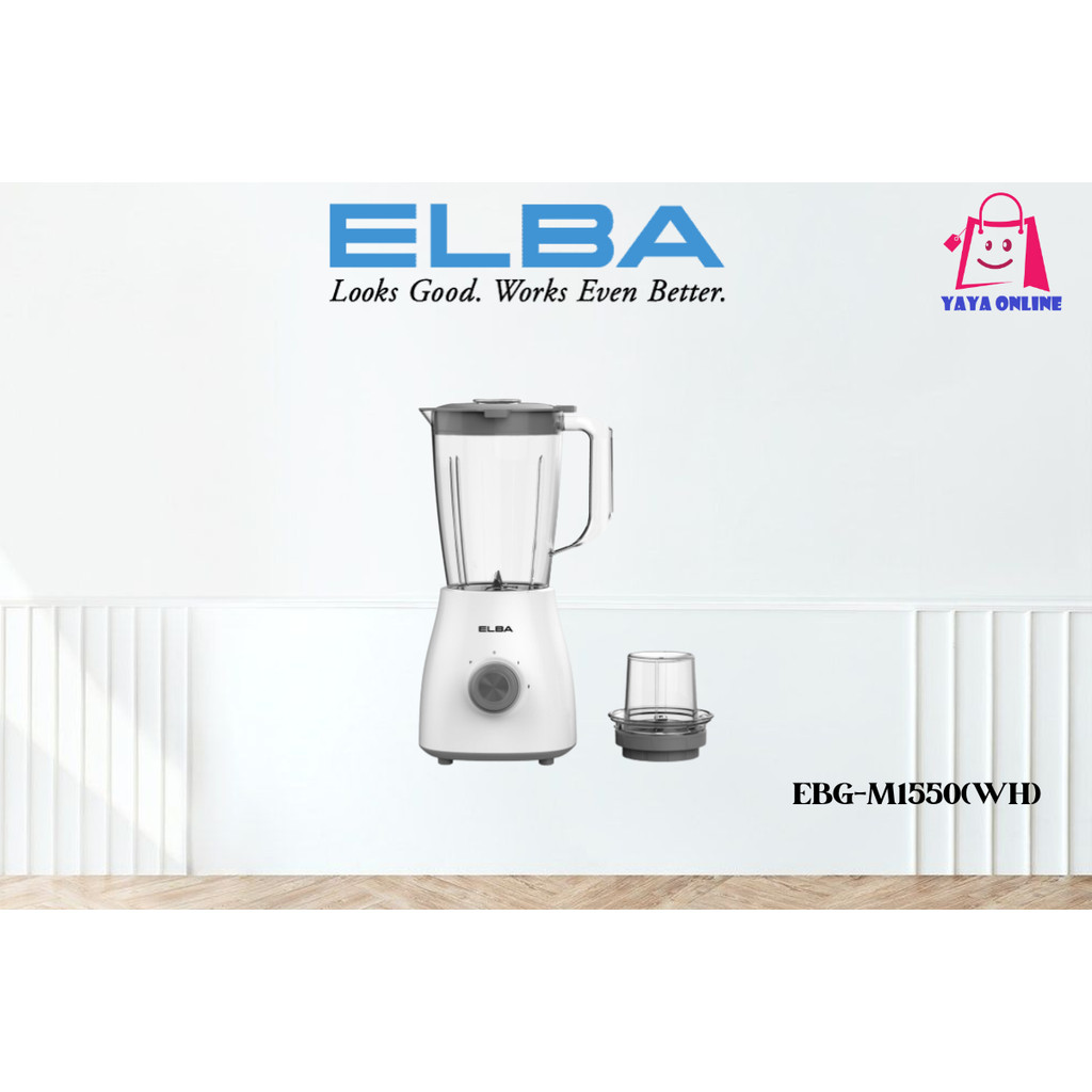 ELBA BLENDER WITH GRINDER / 2 SPEED WITH PULSE FUNCTION - EBG-M1550(WH ...